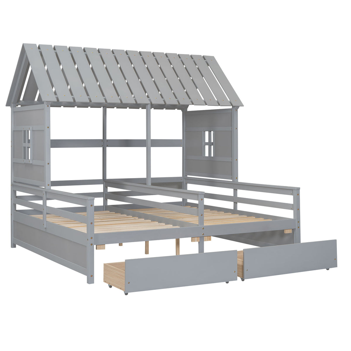 House Platform Beds With 2 Drawers, Side By Side Design – Varouj.com